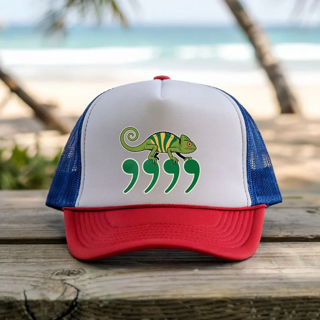 Comma Chameleon - Trucker Hat - Throwback Paradise